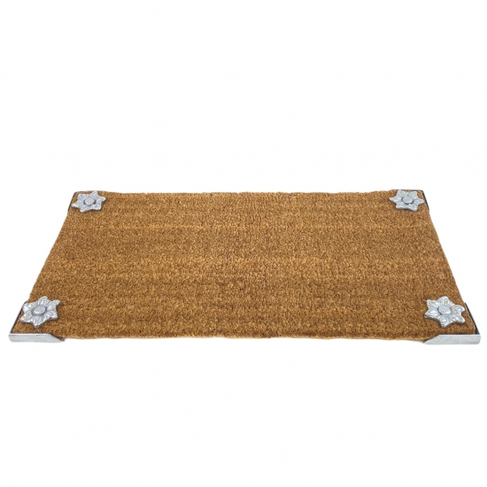 CAPACHO DE FIBRA DE COCO CANTONEIRA FLOR GRANDE POLIDO